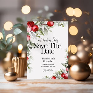 Save the Date Christmas Party Invitation Editable Template Holiday ...