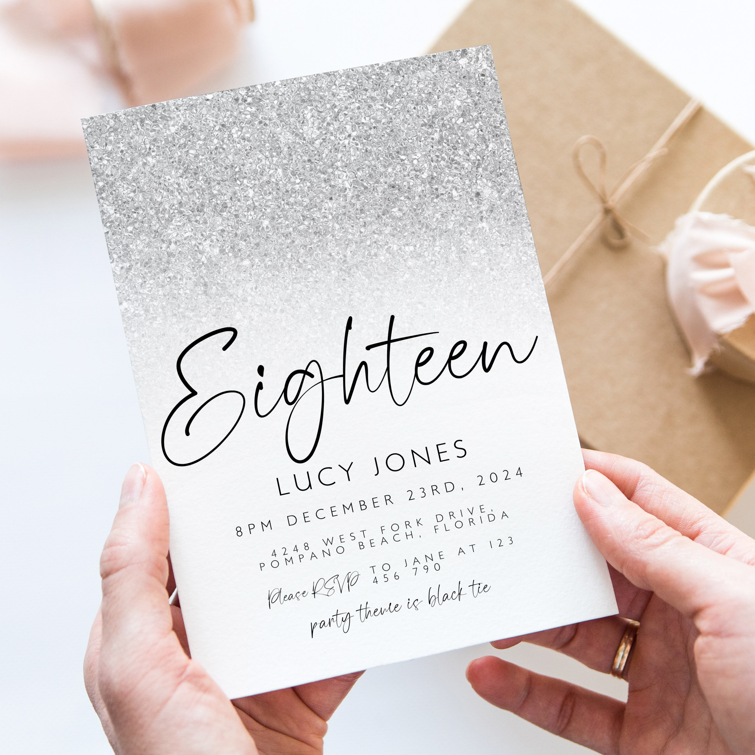 Editable 18th Birthday party Invitation 18th Invite Silver | Etsy