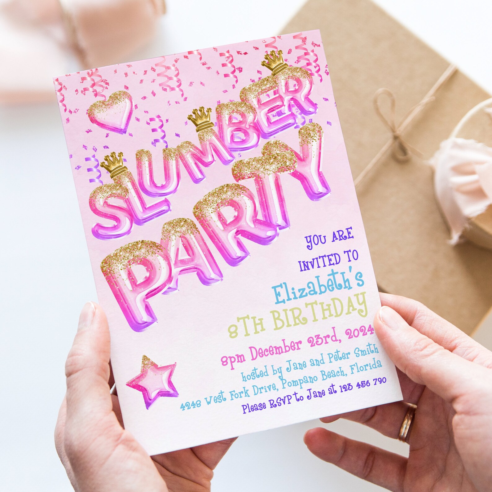 Slumber Party Birthday Invitation Princess Sleep Over Pyjama | Etsy