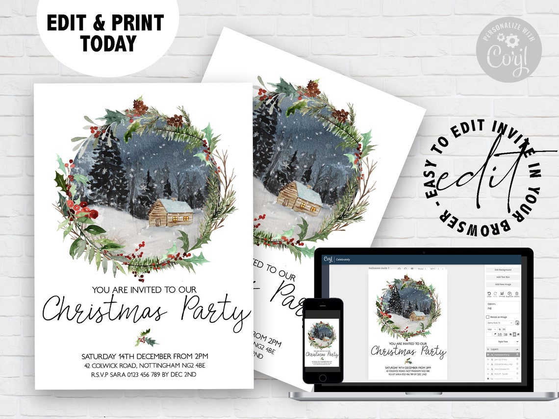 Editable Christmas Party Invitation Editable Invitation | Etsy