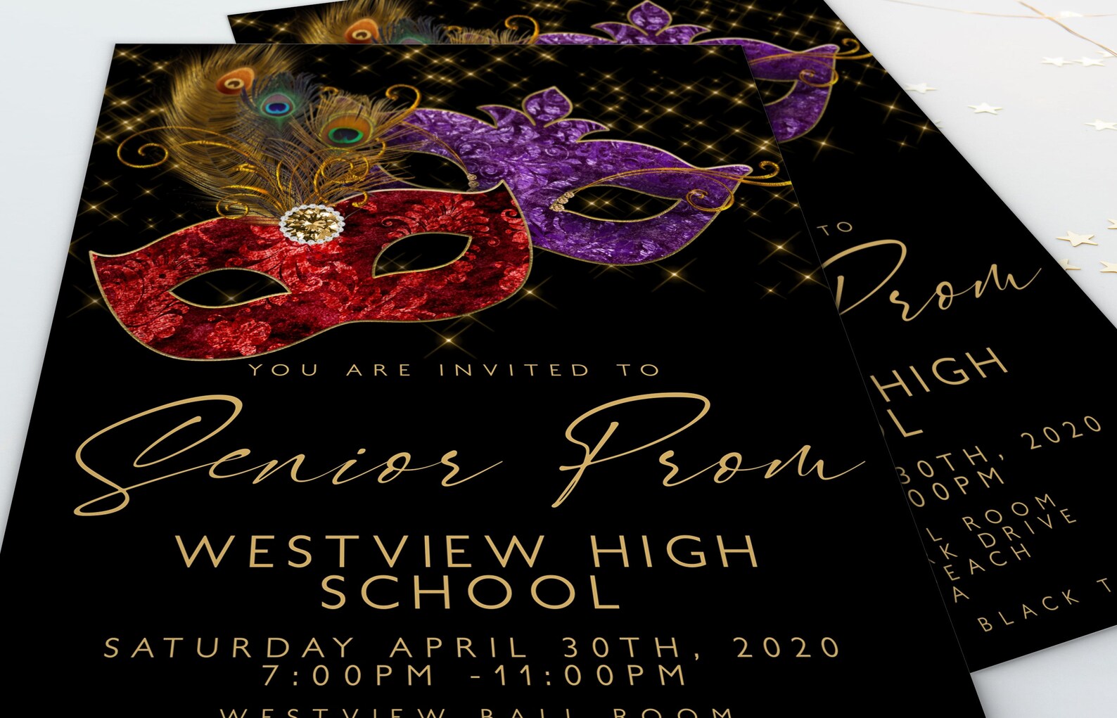 Prom Invitations and Tickets Invitation Masked Prom Masquerade - Etsy