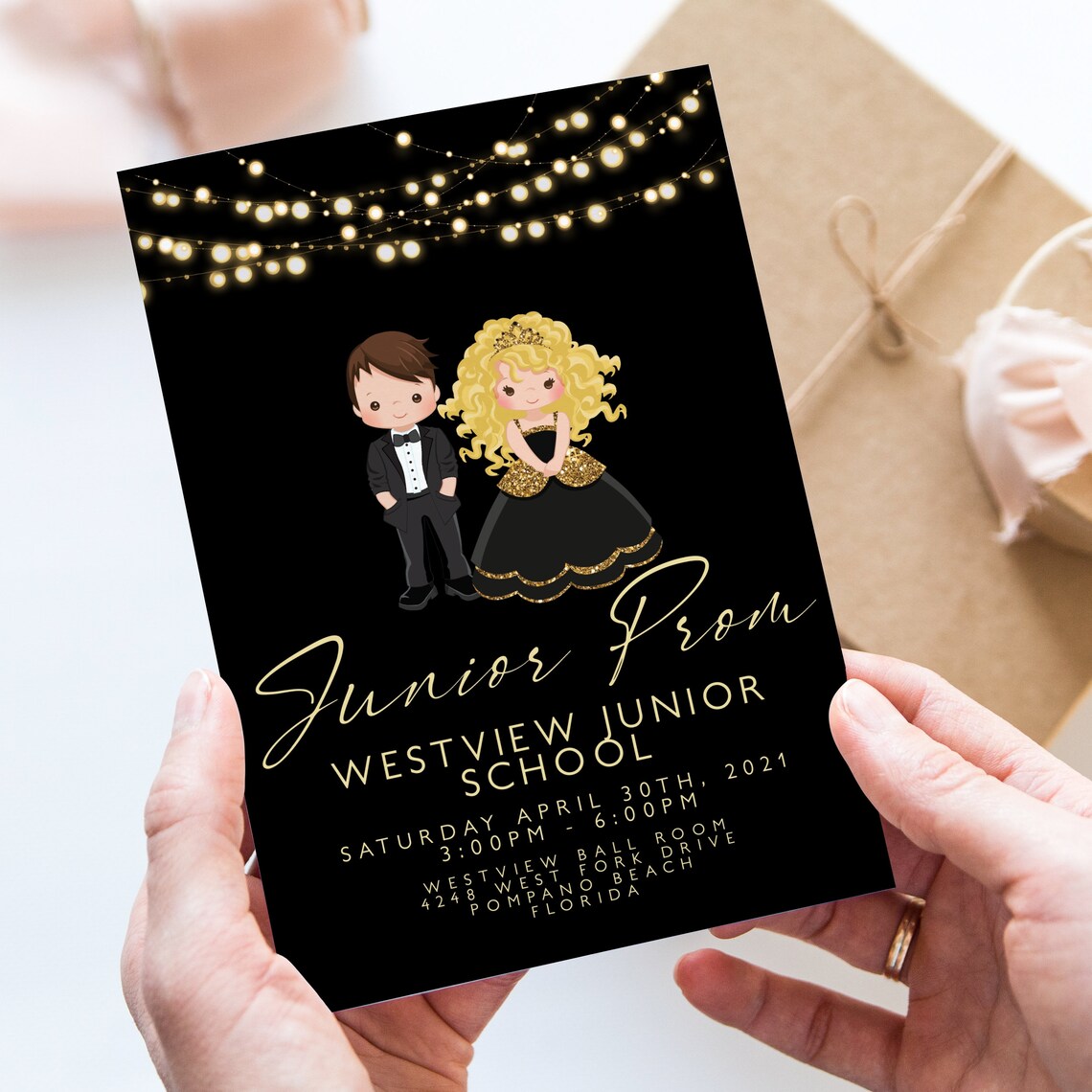 Junior Prom Invitations Junior Event Invite Gold Printable | Etsy UK