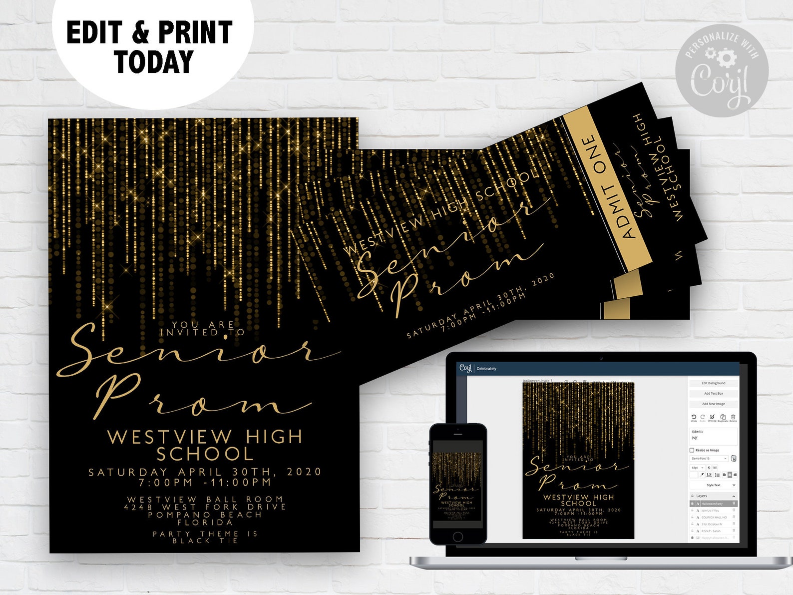 Prom Invitations and Tickets Prom Invitation Award Night - Etsy