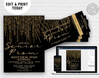 Editable Prom Invitation Formal Invitation Homecoming Prom Tickets ...