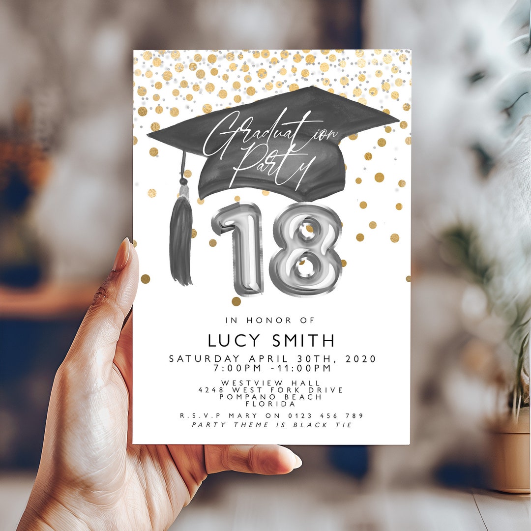Graduation 18th Party Invitation Template Senior Graduation ...