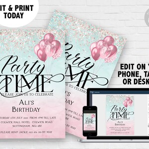 Printable Invitation Party Time Invite Instant Download - Etsy