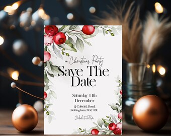 Save the Date Christmas Party Invitation Editable Template Holiday ...