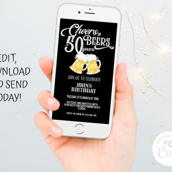 50th Birthday Invite Etsy