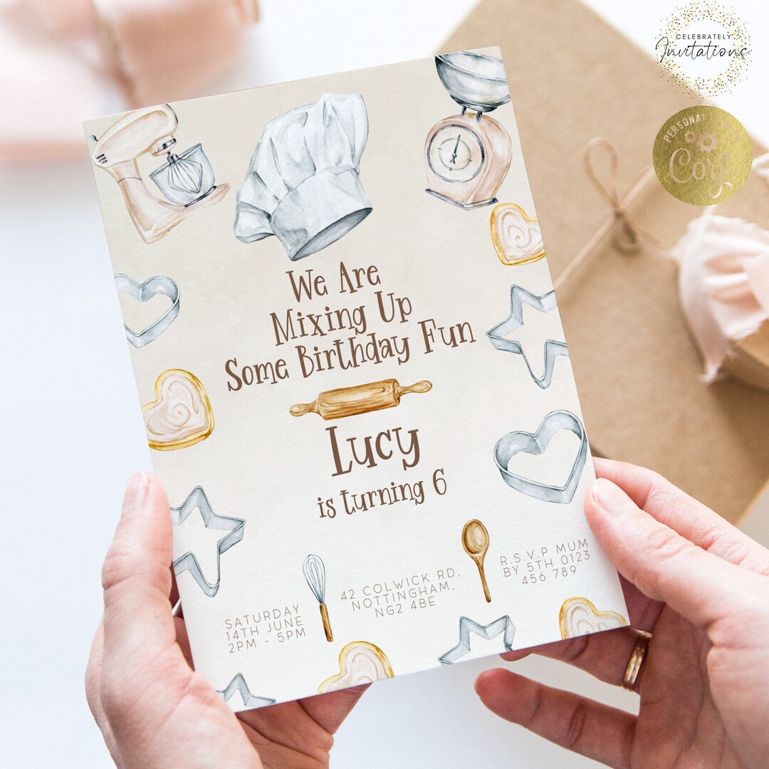 Editable Baking Birthday Party Invitation Baking Party Invite Cooking ...