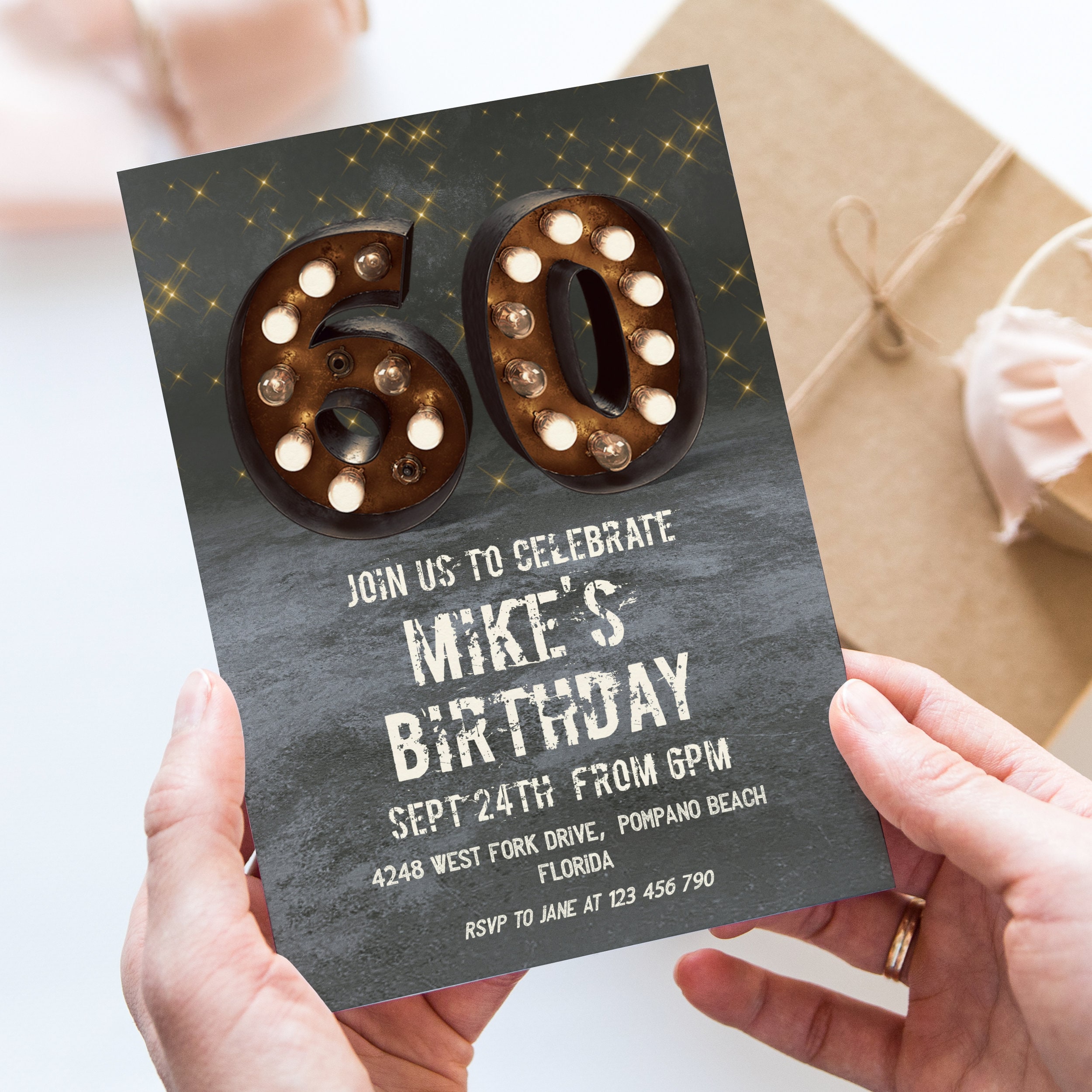 60th Birthday Invitation for Men Grunge Urban Invite for Him - Etsy