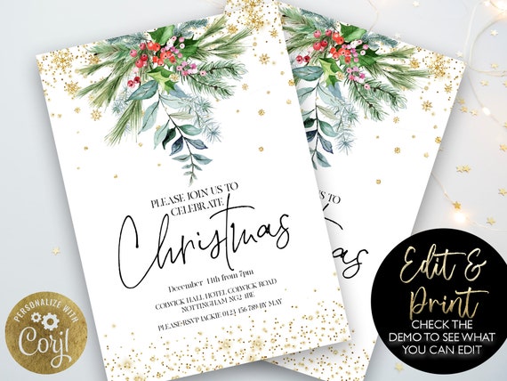 Editable Christmas Party Invitation Editable Invitation - Etsy
