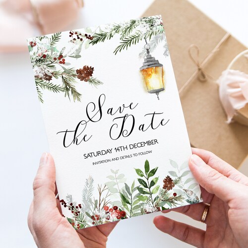 Editable Save the Date Christmas Invitation Template Holiday - Etsy