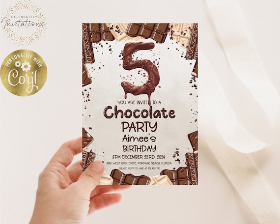 5th Chocolate Party Invitation, Editable Instant Download Invite ...