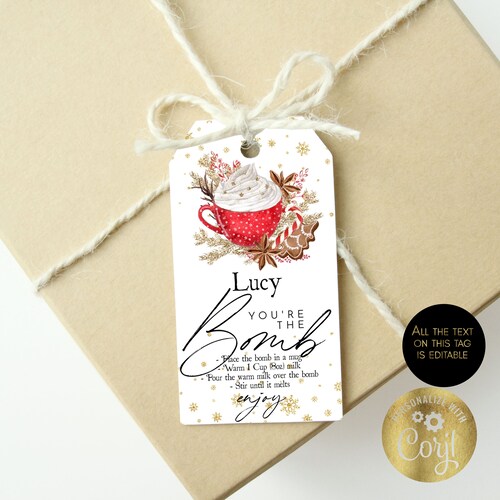 Christmas Gift Tags Hot Cocoa Bomb Hot Chocolate Recipe Tag | Etsy