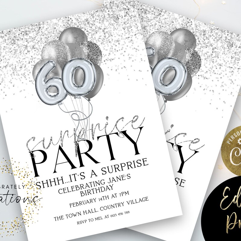 60th Birthday Invitations - Etsy