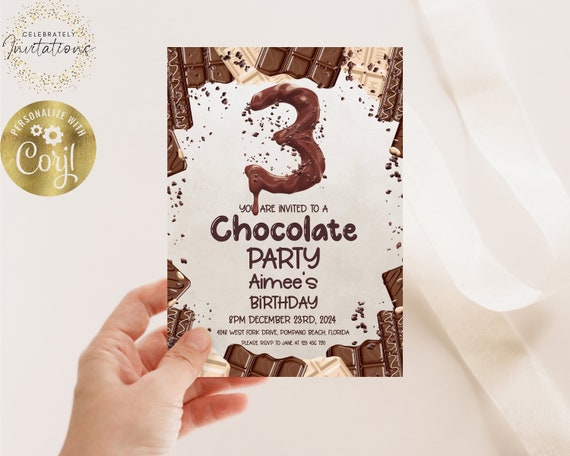 3rd Chocolate Party Invitation, Editable Instant Download Invite ...