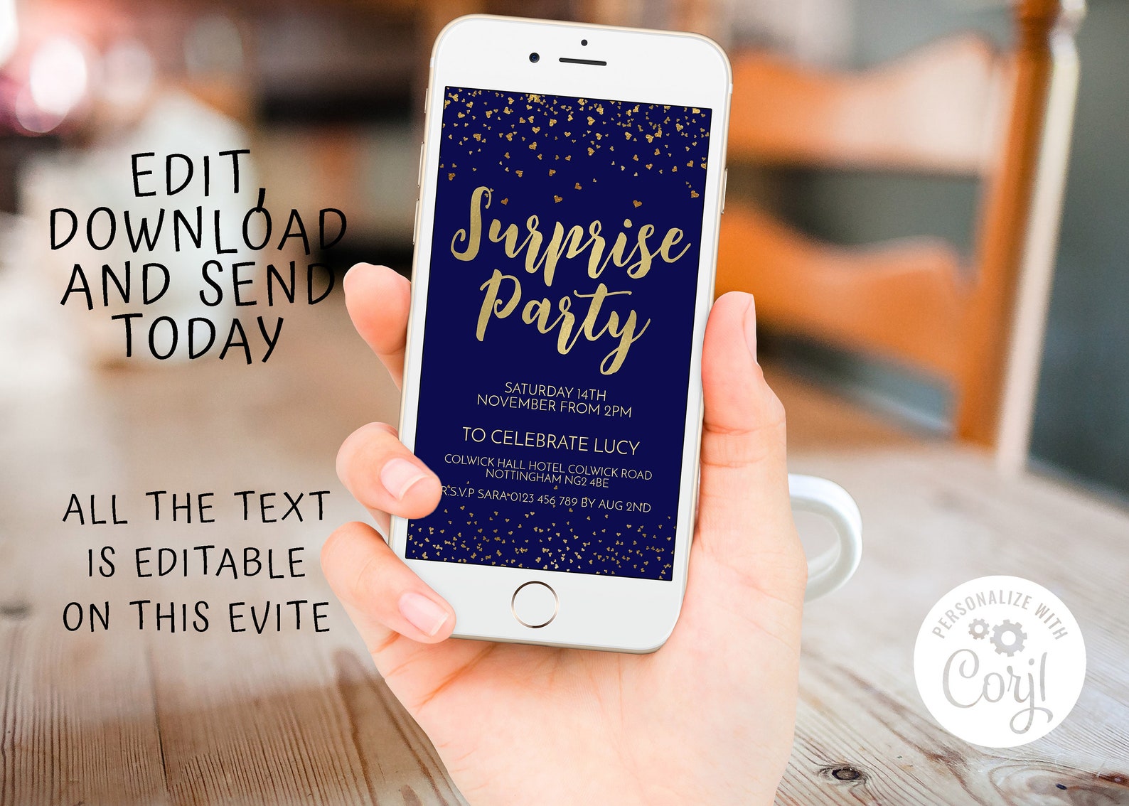 Paperless Electronic Surprise Birthday Invitation Digital Invitation ...