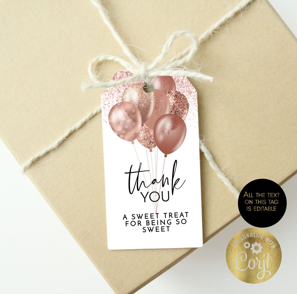 Thank You Favor Tag Template Rose Gold Tags Birthday Tags Gift - Etsy
