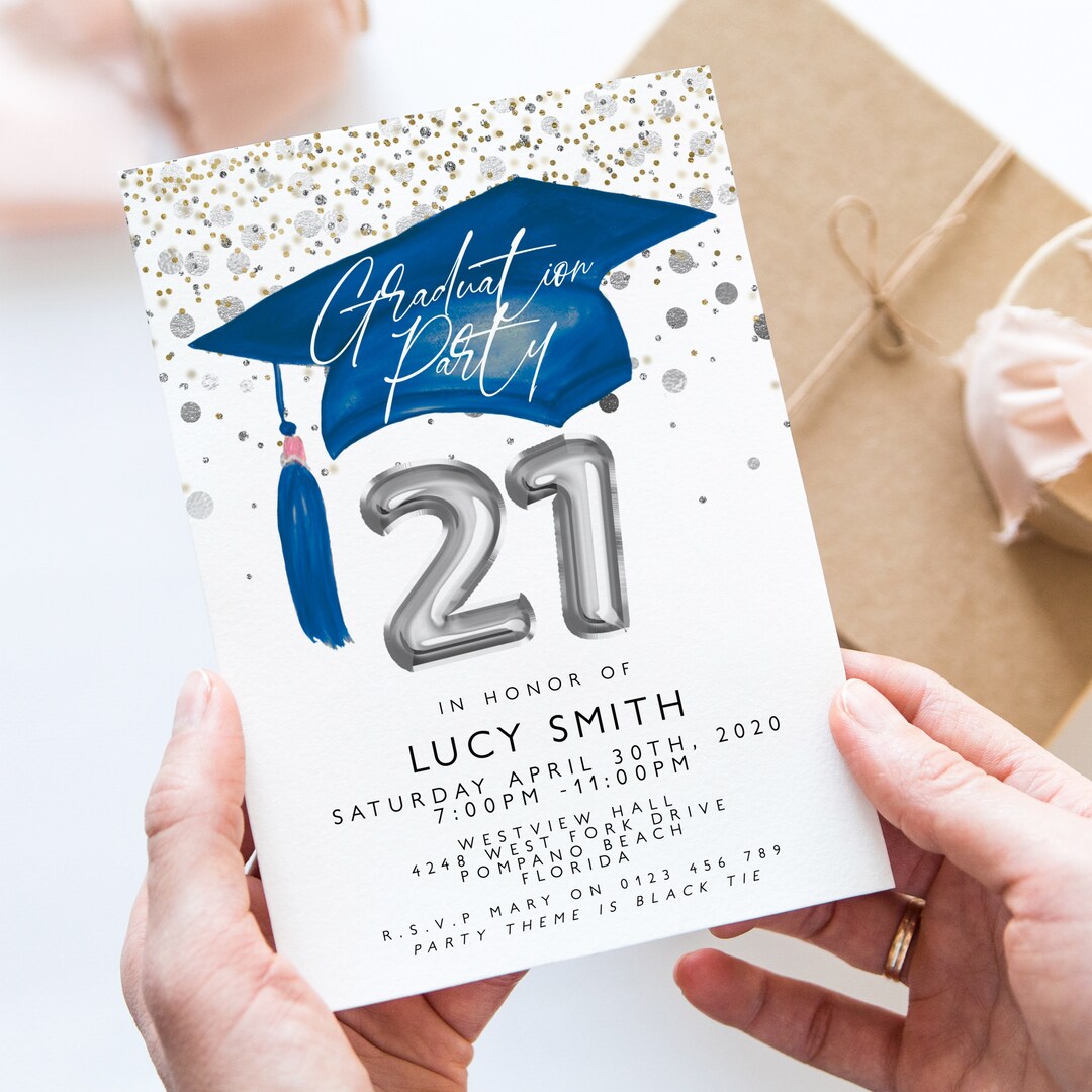 Graduation 21st Party Invitation Template Senior Graduation ...
