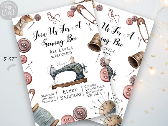 Sewing Bee Invitation Sewing Party Crafting Party Sewing Meet Up Sewing ...