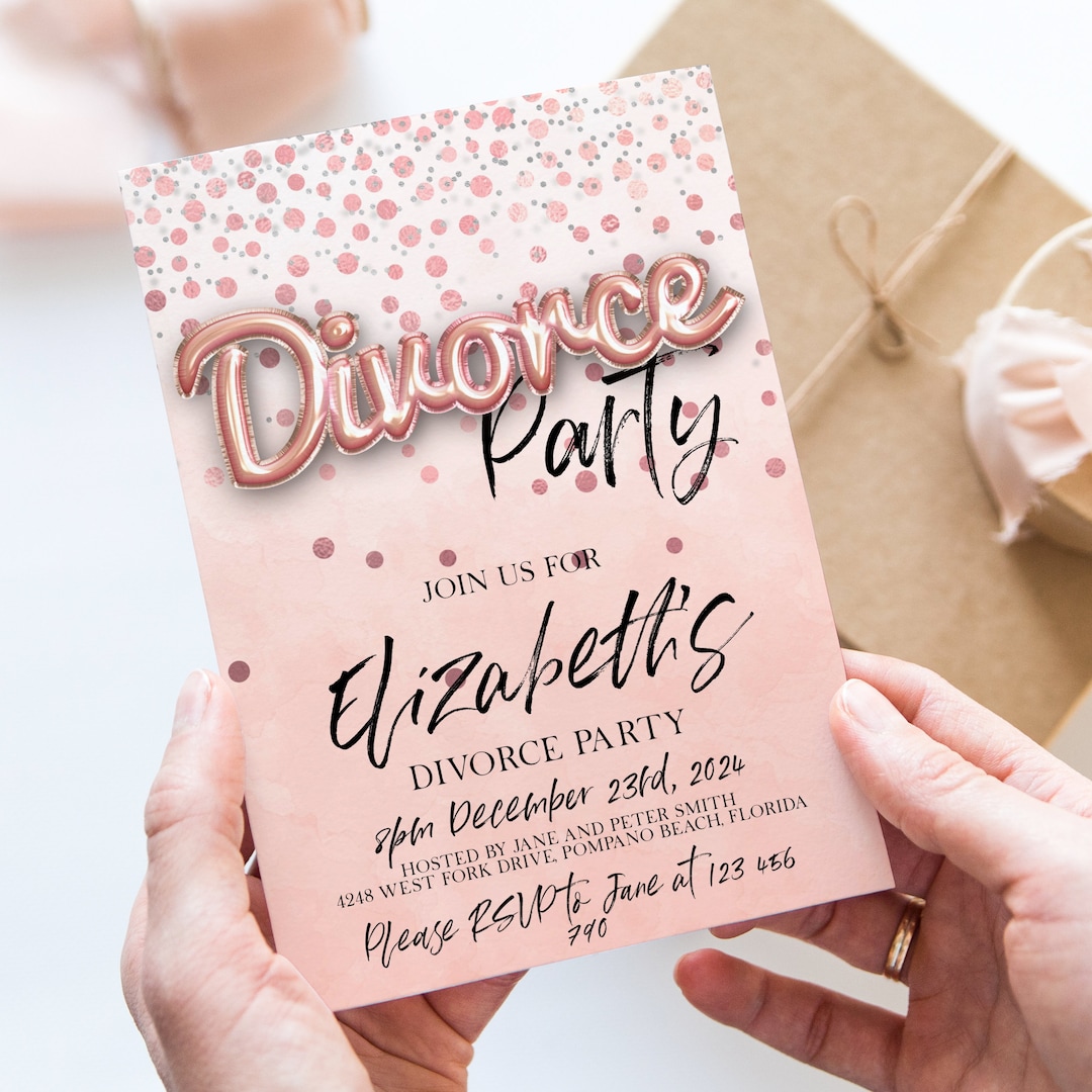 Divorce Party Invitation Celebrate Divorce Invite Rose Gold Instant ...