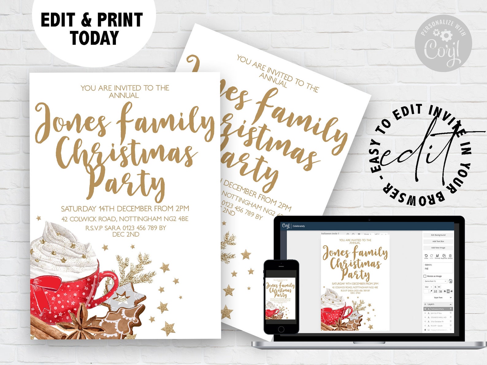 Editable Christmas Party Invitation Editable Invitation | Etsy