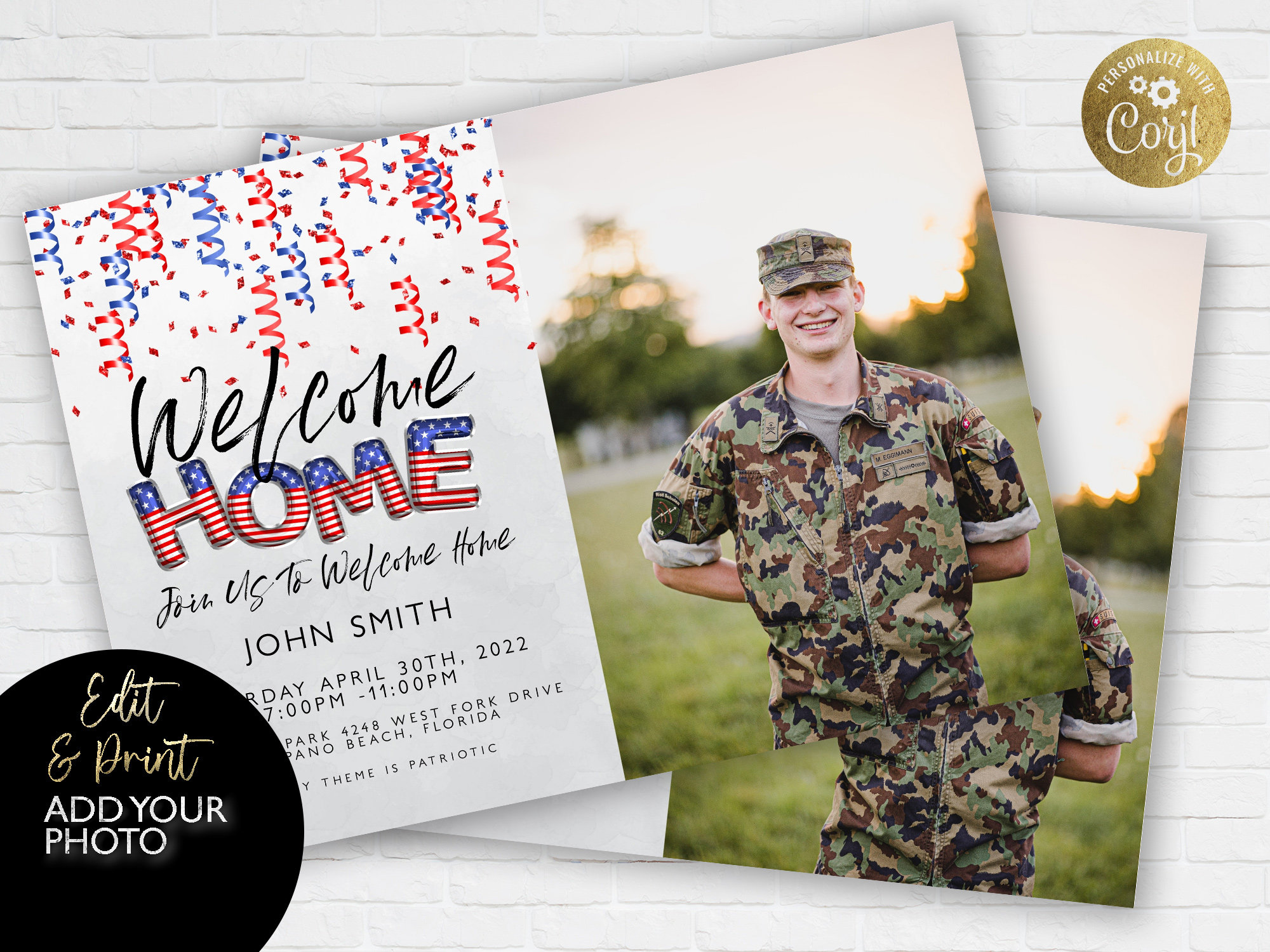 Welcome Home Invitation Add Your Photo Military Welcome Invite | Etsy