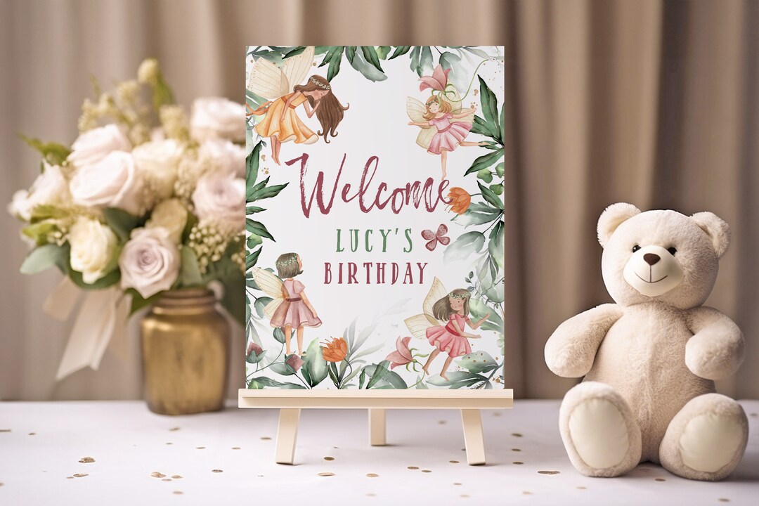 Editable Fairy Welcome Party Sign Fairy Garden Birthday Table Sign ...