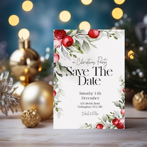 Save the Date Christmas Party Invitation Editable Template - Etsy