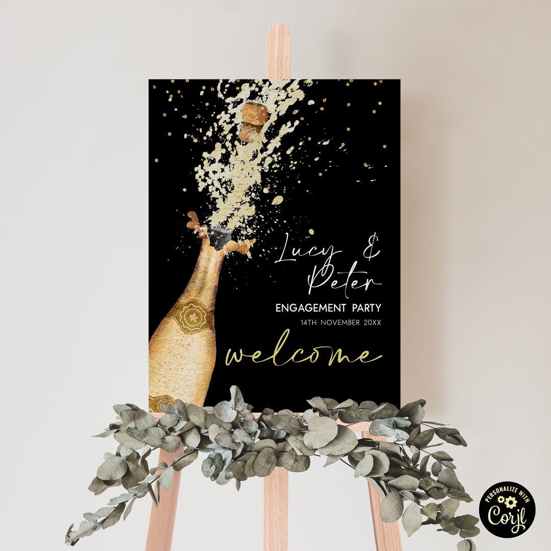 Lets Celebrate Welcome Sign Champagne Printable Instant Download ...