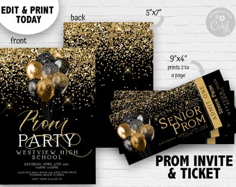 Editable Prom Invitations Tickets Prom Invite Award Night Invite Event ...