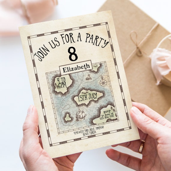 Treasure Map Birthday Invitation Any Age Editable Template Pirate Map ...