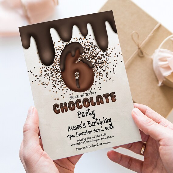 6th Chocolate Party Invitation Editable Instant Download Template ...