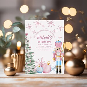 Pink Nutcracker Birthday Invitation Christmas Birthday Invite Download ...
