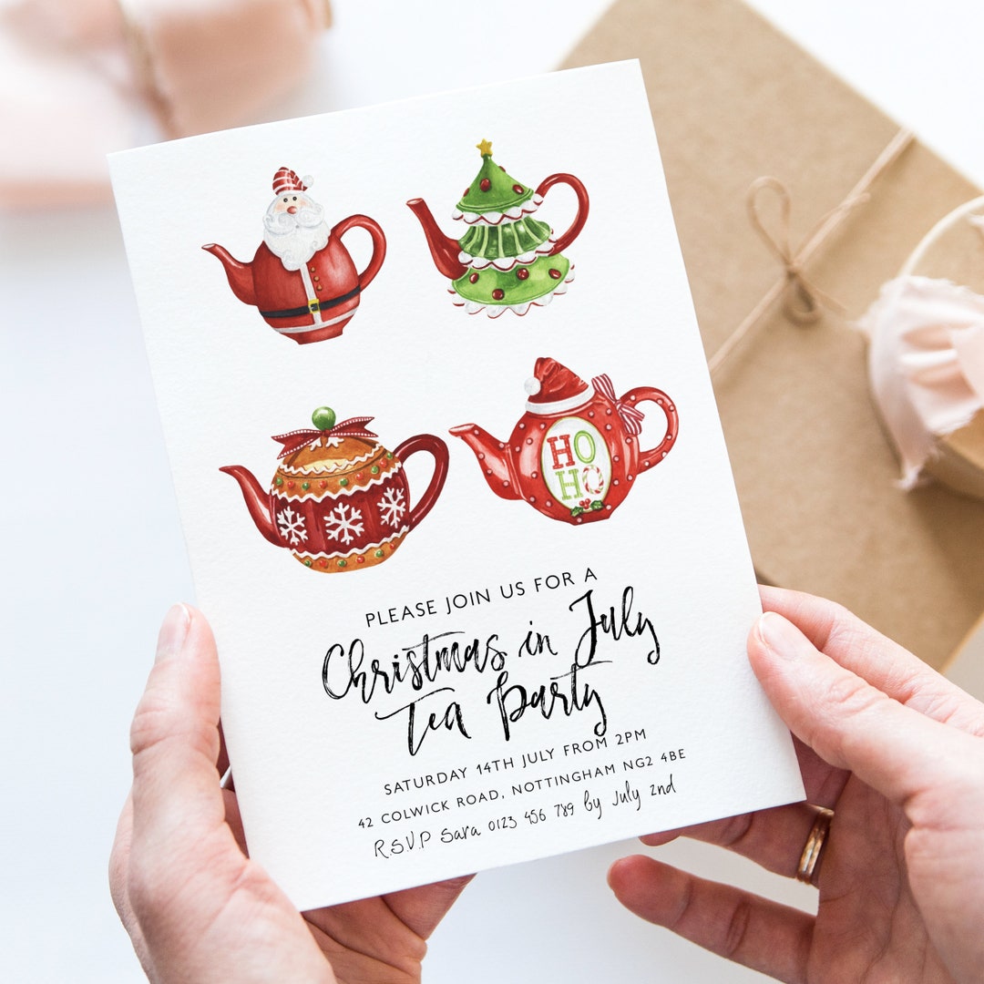 Christmas in July Tea Party Invitation Holiday Tea Party - Etsy