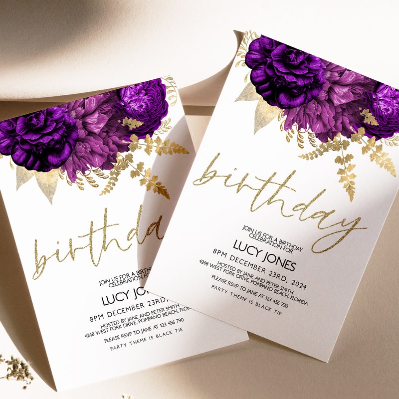 Purple Invitations - Etsy