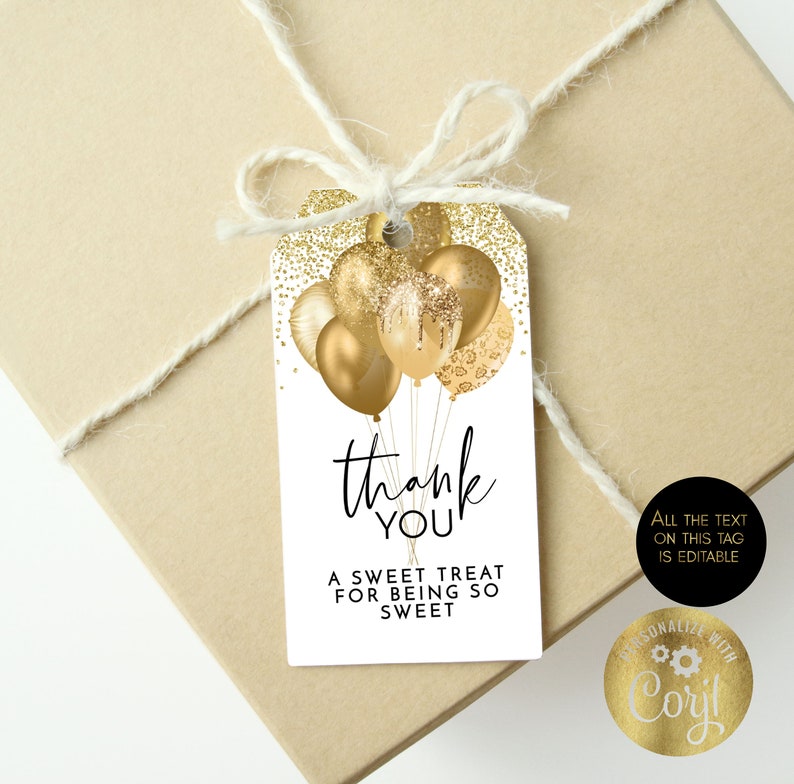 Thank You Favor Tag Template Gold Tags Anniversary Birthday Tags Gift ...