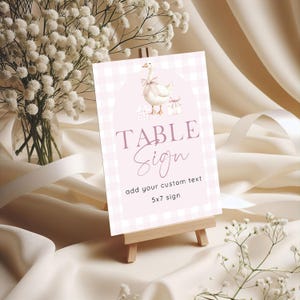 Silly Goose Table Sign Editable Template, Pink Gingham Girl Birthday ...