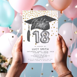 Graduation 18th Party Invitation Template Senior Graduation ...
