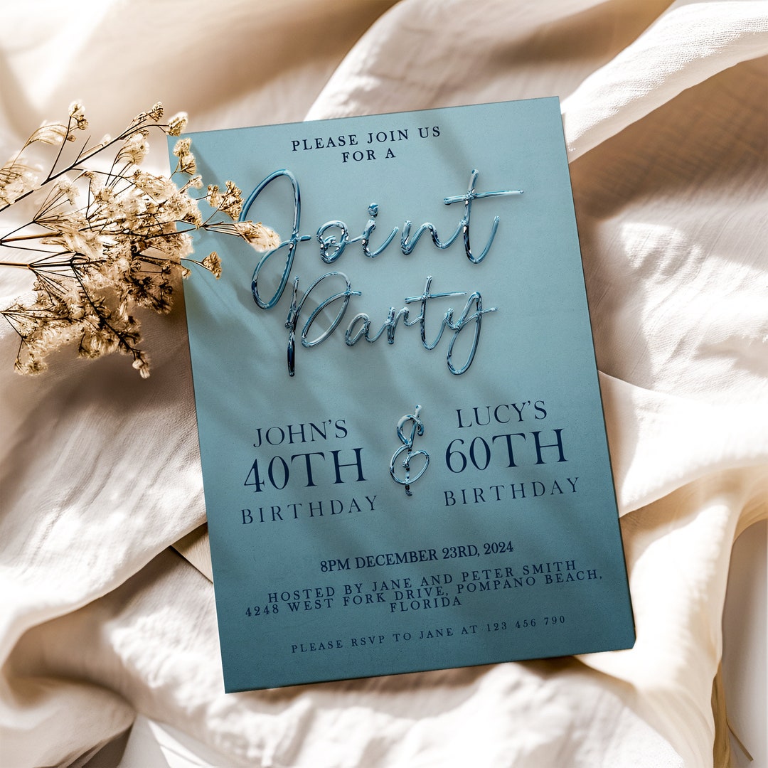 Joint Birthday Party Invitation Editable Template Turquoise Any Ages ...