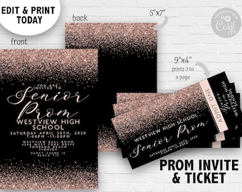 Editable Prom Invitations Tickets Prom Invite Award Night | Etsy