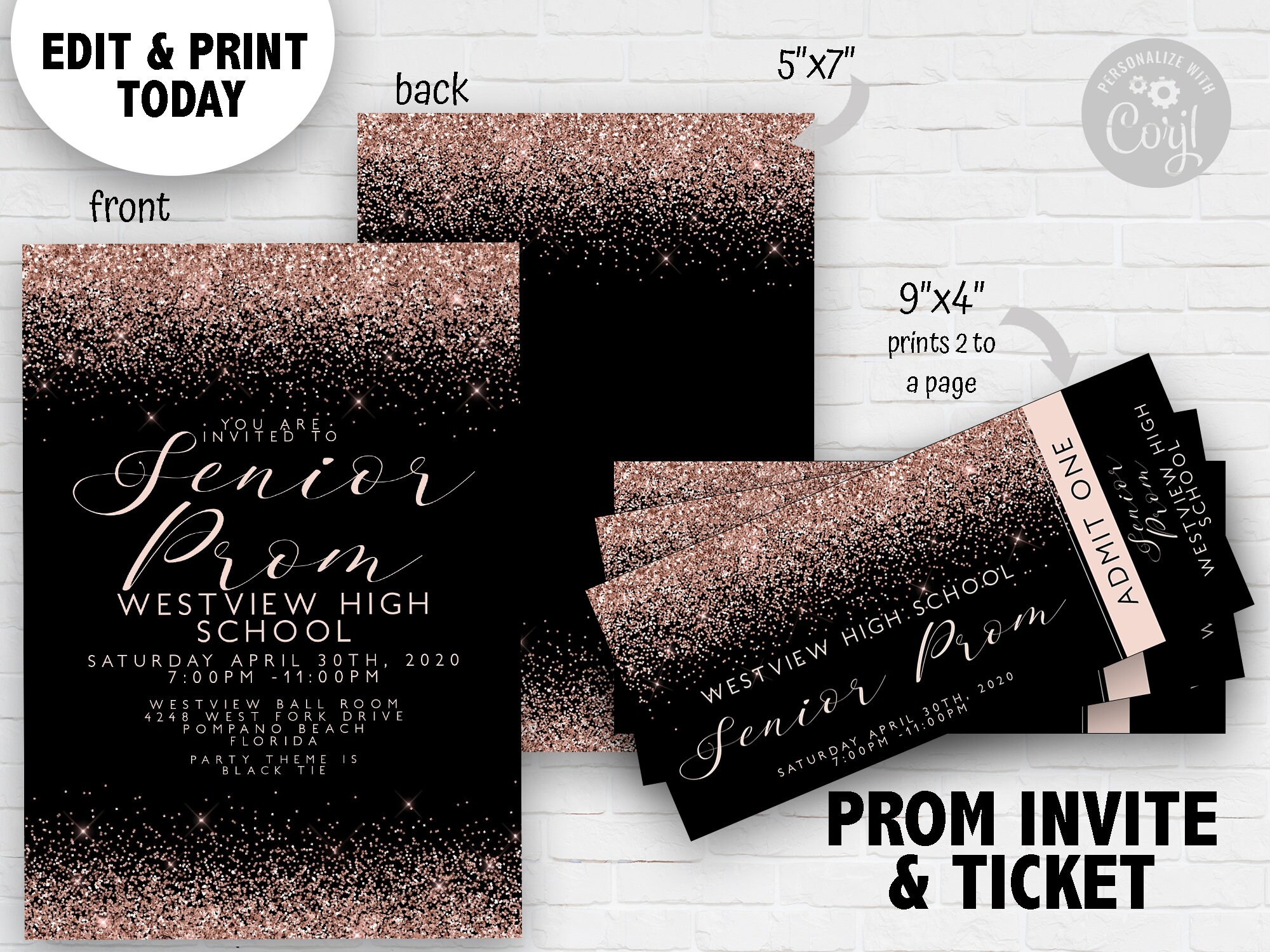 Prom Invitations and Tickets Prom Invitation Award Night Invite Event ...