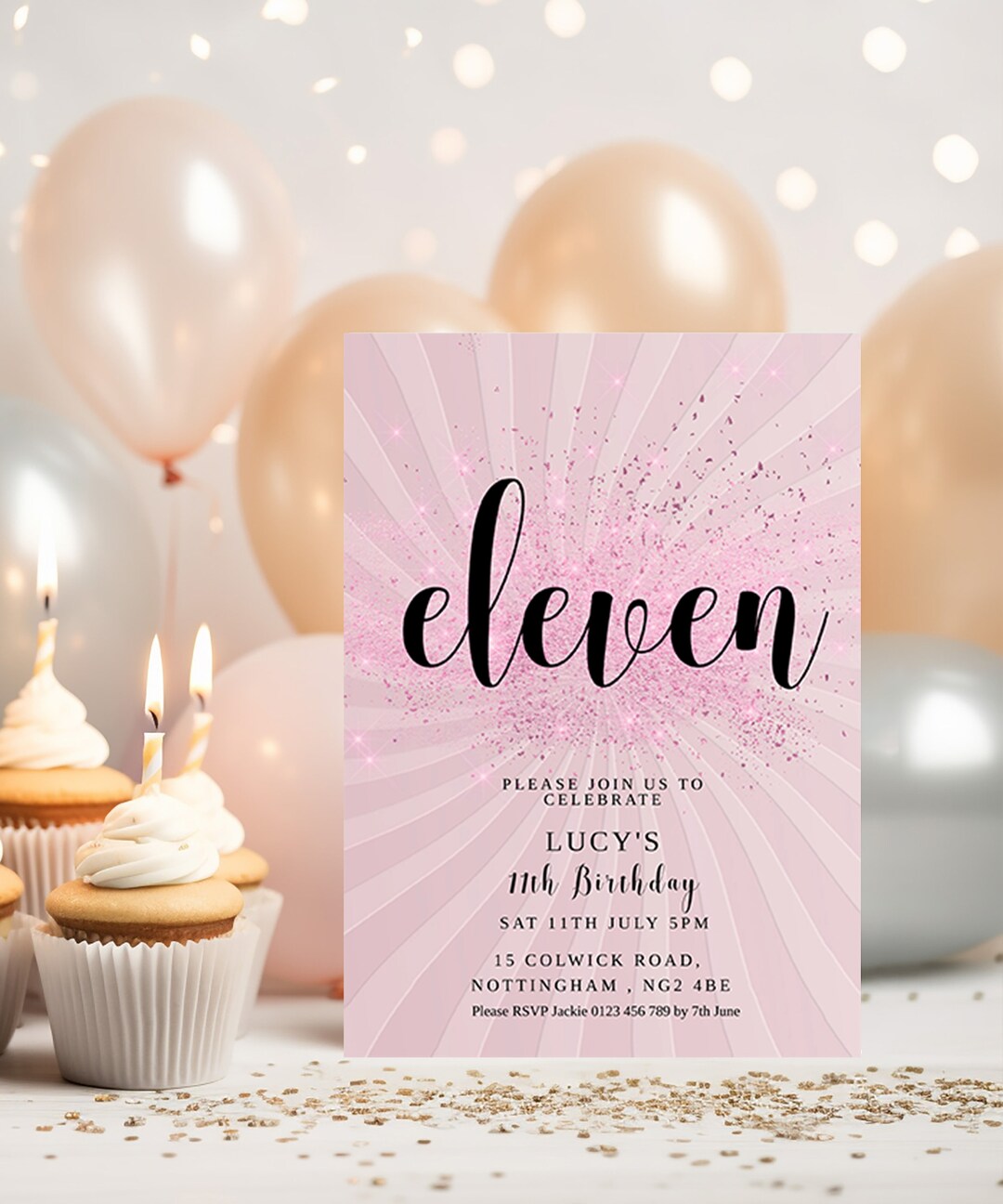 Girl Birthday Invitation Printable 11th Birthday Party for Her Invite ...