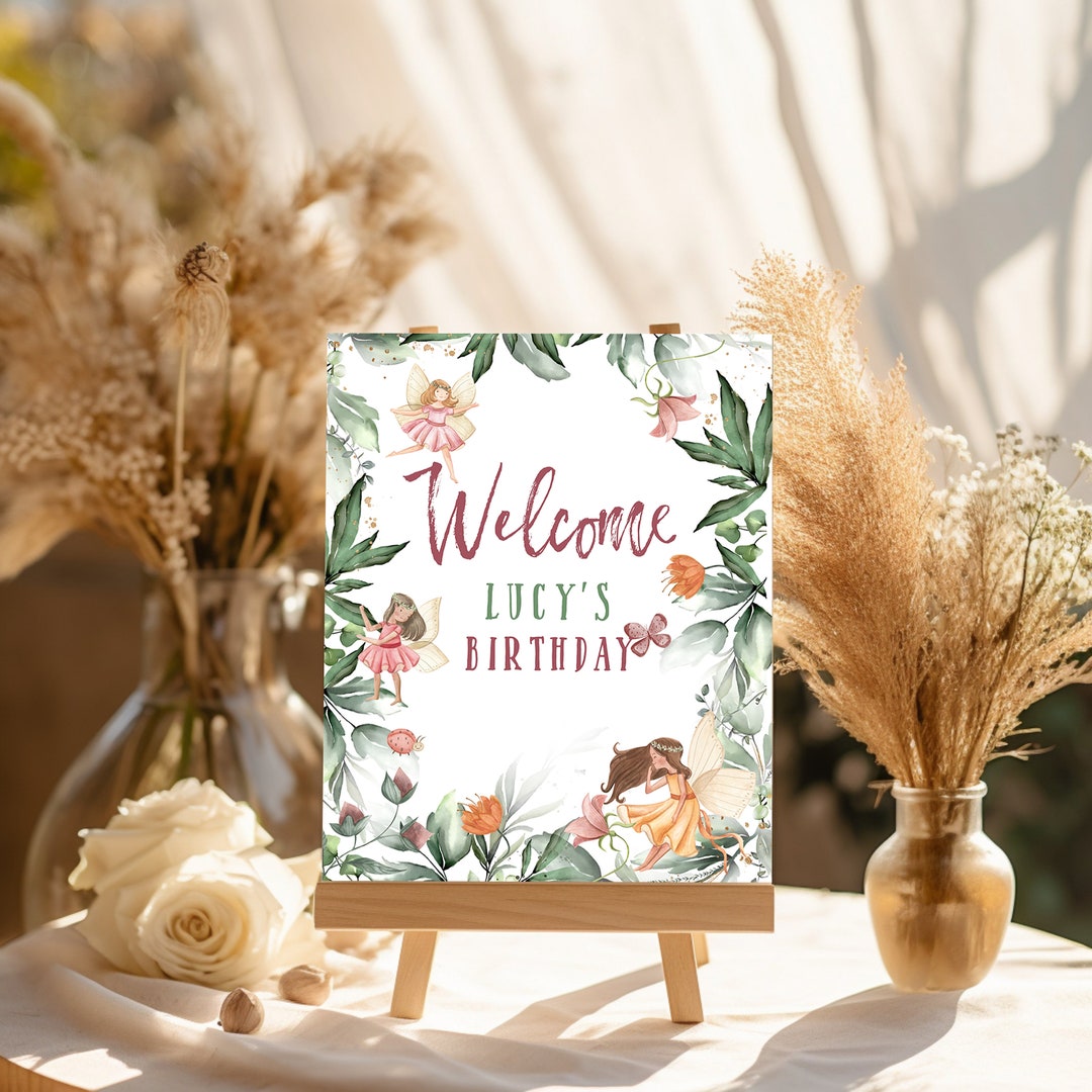 Editable Fairy Welcome Party Sign Fairy Garden Birthday Table Sign ...