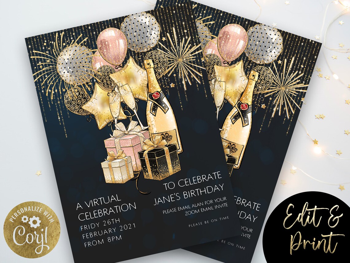 Virtual Event Invitation Virtual Birthday Virtual | Etsy