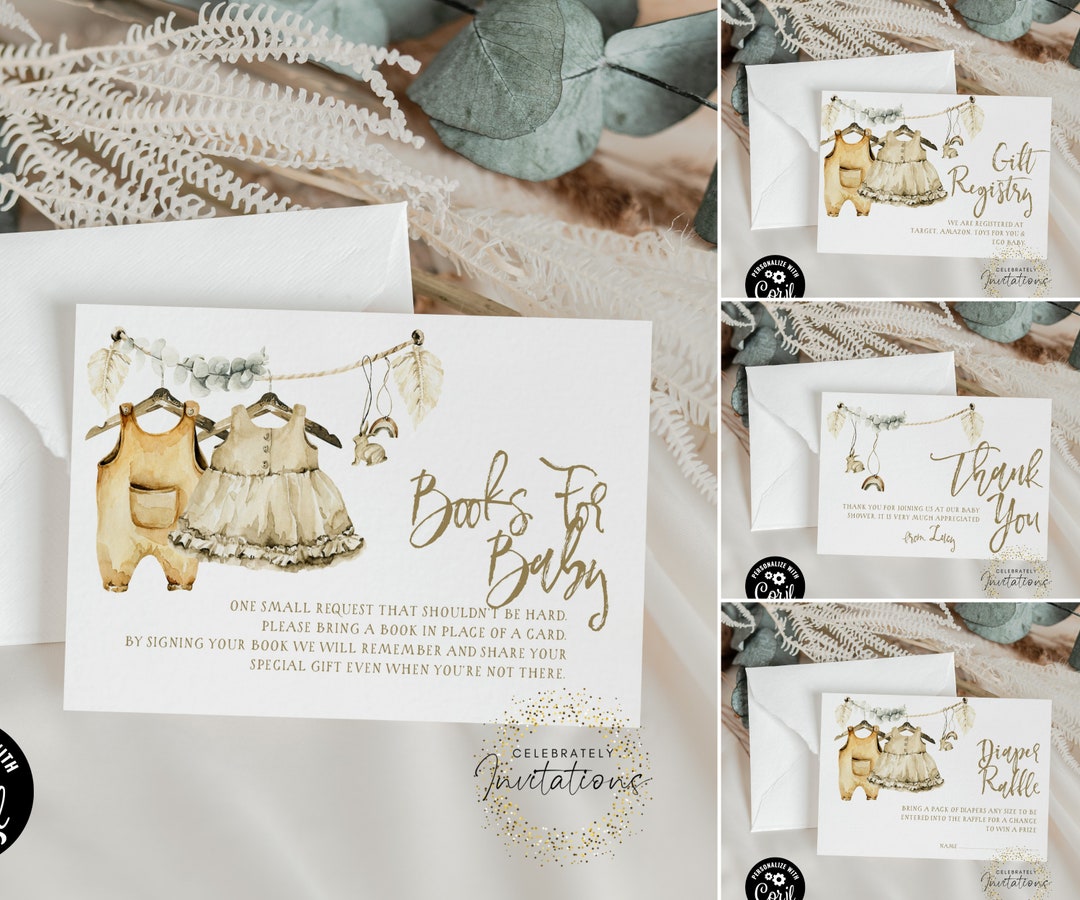Twins Baby Shower Templates Books for Baby, Diaper Raffle, Thank You ...