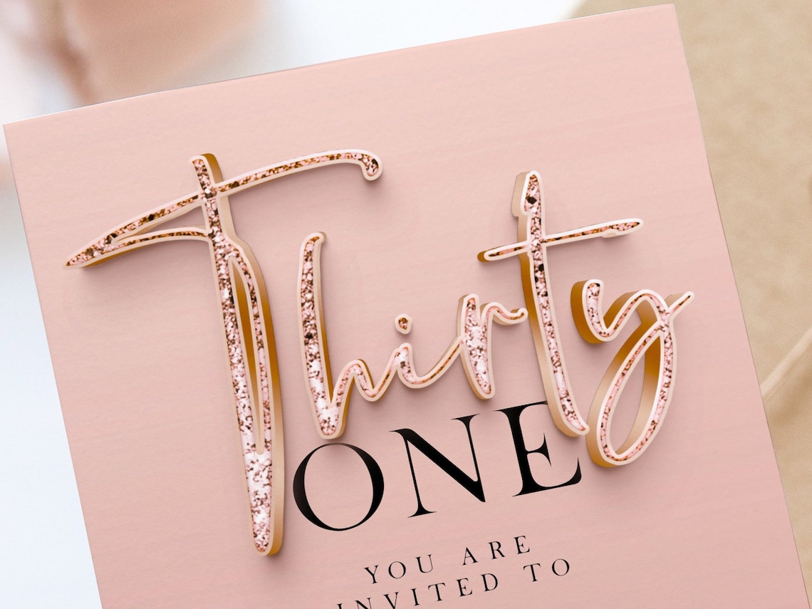 31st Birthday Invitation Editable Invite Blush Sparkly - Etsy