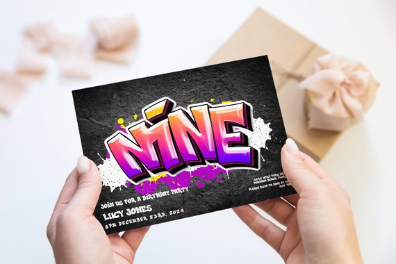Graffiti Party Invitation Printable Graffiti 9th Birthday Invite ...