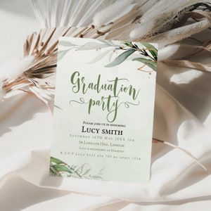 Greenery Graduation Party Invitation Instant Download Editable ...