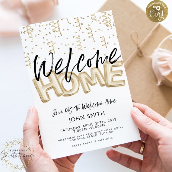 Welcome Home Champagne Welcome Invite Homecoming Party Invite Hero's ...
